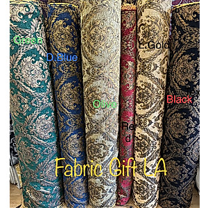 Damask Tapestry Chenille Fabric - Upholstery Fabric, L.Gold - 60" Width - Sold BTY
