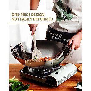 Silicone Cooking Spatulas and Spaghetti Spoons, 4 Pack Heat Resistant Full Silicone Cooking Utensils Set, Non Stick Large Kitchen Silicone Spatula Spoons for Cooking, Mixing, Serving, Draining