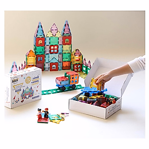 AAA777USA Magnetic 3D Building Block Tiles Learning and Educational Stem Toys for Kids, Toddlers Boys & Girls, Develops Creativity and Motor Skills – 102 Pcs Set