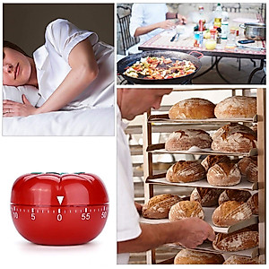Tomato Shaped Mechanical 60 Minutes Countdown Timer Kitchen Cooking & Baking Helper Count Up Down Magnetic Timer Clock with Alarm Fast Setting(6.3x4.5cm)