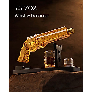 Gun Whiskey Decanter Sets for Men, Kollea Liquor Decanter Set with Glass, Unique Birthday Gift Ideas for Men Dad Father, Cool Anniversary Stuff Gifts for Him Husband, Dispenser for Bar Drinking Party