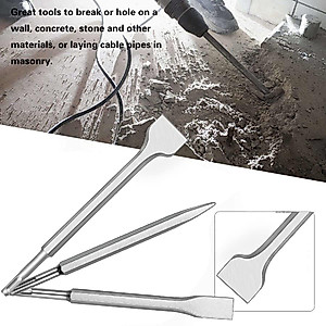 SDS-Plus Hammer Drill Chisel Set, Rotary Hammer Bits Set,3PCS Including Point Chisel, Flat Chisel, Cranked Chisels with Carry Case