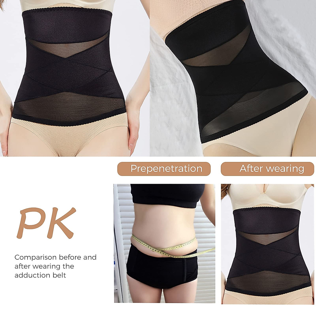 Abdominal Binder, 2Pack Thin Postpartum Belly, Body-Building Waist Band, Women,s Tummy Non-Curling (XXXL, Black)