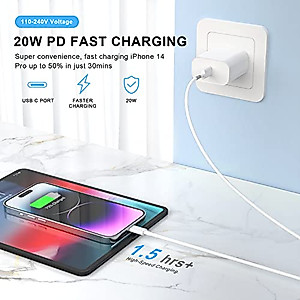 iPhone 14 13 12 Fast Charger, 3 Pack [Apple MFi Certified] PD 20W USB C Wall Charger Fast Charging Block with 10FT Long Type C to Lightning Cable Compatible for iPhone 14 13 12 11 Pro Max XS XR X 8