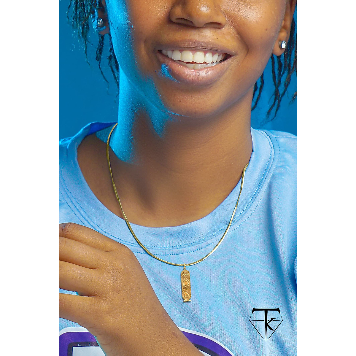 Solid 14k Yellow Gold Egyptian Cartouche Tablet Pendant