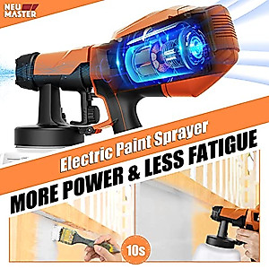 NEU MASTER Paint Sprayer, Electric Spray Paint Gun 1200ML/4 Nozzles/3 Patterns, Easy to Use for Home Interior and Exterior, House, Furniture, Cabinets, Fence, Ceiling (Orange)