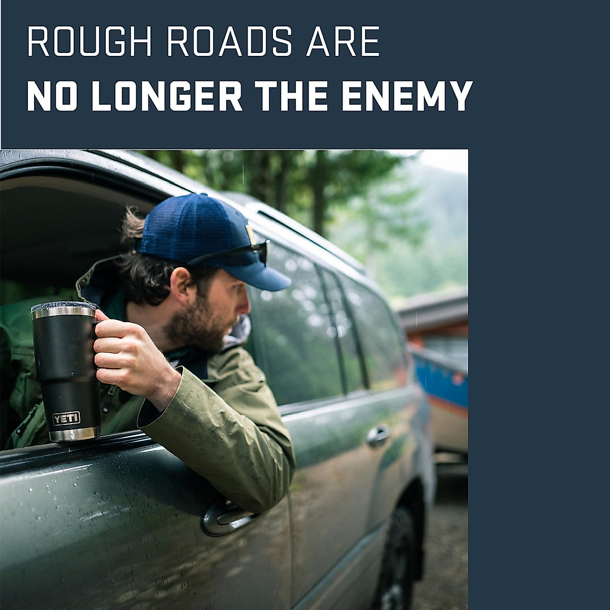 YETI Rambler 20 oz Travel Mug, Stainless Steel, Vacuum Insulated with Stronghold Lid, Camp Green