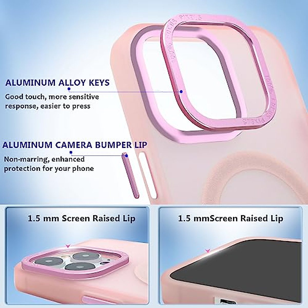 TODXARZC Magnetic Case for iPhone 14 Pro Max Case with MagSafe [Military Drop Protection] Shockproof Slim Translucent Matte Back Phone Case Cover for iPhone 14 Pro Max for Women Men 6.7'' Pink