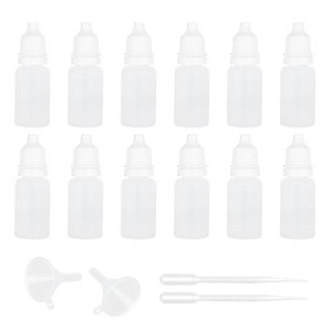 Plastic Dropper Bottle, 12 Pieces 10ml Empty Dropper Bottles Small Squeeze Bottles Refillable Eye Drop Bottles Dispenser Travel Size Dropper Bottles with 2 Funnel 2 Droppers for Liquid Oils Essence