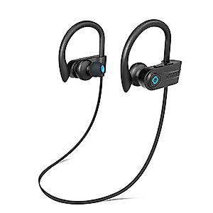 Lace velocity Audio Bluetooth Headphones, Wireless Sports Earbuds w/Mic Ipx7 Waterproof HD Stereo Heavy Bass Noise Cancelling 8 Hour Battery Headsets, Black