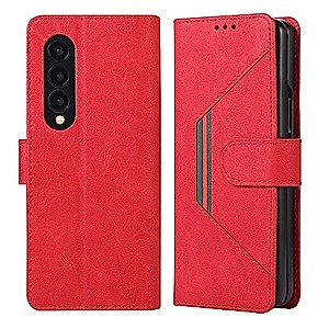 Smartphone Flip Cases Kickstand Case for Samsung Galaxy Z Fold 4 5G Case,Premium PU Leather Wallet Case with Card Holder,Magnetic Closure Shockproof Case Full Body Protection Phone Cover Case Flip Cas
