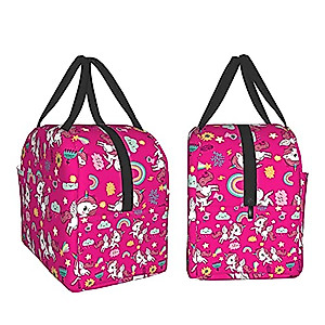 Unicorn Insulated Lunch Bag with Front Pocket,Reusable Cooler Tote with Zipper for Men & Women