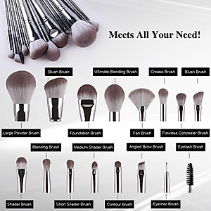 Makeup Brushes,Daubigny 16Pcs Silver Premium Synthetic Makeup Brush Set with Professional Foundation Brushes Powder Concealers Eye shadows Blush Makeup Brush for Perfect Makeup