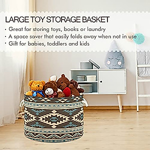 xigua Large Storage Basket Cotton Rope Basket Retro Aztec Navajo Baby Laundry Basket for Blankets Toys Storage Basket Laundry Hamper