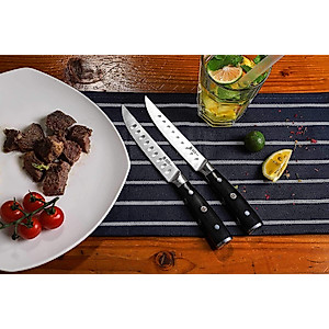 Kyoku Samurai Series 5" Steak Knives Set of 4 + 5-Knife Set with Block - Japanese High Carbon Steel
