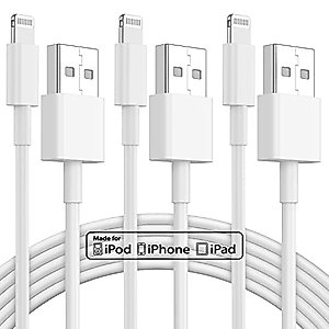6 ft iPhone Charger 3pack, [Apple MFi Certified] USB to Lightning Cable 6ft, iPhone Charger Cord 6 Foot, 6 Feet Super Fast Apple Charging Cable for iPhone 14/13/12/11/Pro/13 Max/X/XS/XR/XS Max/8/7/XS