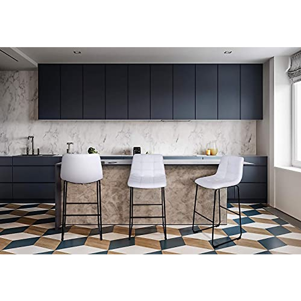 Scurrty Barstool Chairs Height Stools Pub Bistro Bar Counter Height Stools Pub Height Bar Stools With Back, PU Leather Bar Stools Set Of 2 Modern Kitchen High Dining Chairs With Metal Legs Upholstered