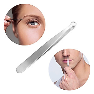 Precision Nose Hair Tweezers for Men, Round Head Nose Hair Trimmer, Ingrown Hair Clippers Grooming Scissor for Men and Women, Stainless Steel Eyebrow Clippers Tweerzers for Nose Brow Nasal Trimming