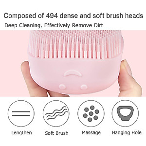 Silicone Exfoliating Brushes & Body Scrubber with Soap Dispenser for Shower,Enhance Blood Circulation&Deep Cleansing Bath Loofah for Babies, Kids, Women, Men, and Pets (Blue)