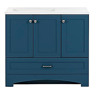 Spring Mill Cabinets Emlyn Bathroom Vanity with Sink, 18.75"D x 36.25"W x 32.89"H, Admiral Blue