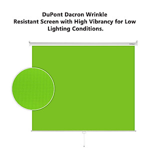 excelimage Pull-Down Green Screen Backdrop, 79”x75” Auto-Locking Chroma Key Panel with Wrinkle-Resistant Green Fabric for YouTube Videos, Music Videos, Photography, TIK Tok, or Gaming (White)