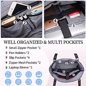 Laptop Tote Bag for Women, 15.6 Inch Computer Shoulder Bag Teacher Work Bag Travel Purse with Small Pouch VONXURY