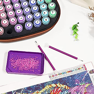 ZORETCO Diamond Painting Storage Containers,60 Slots Diamond Art Accessories, 5D Diamond Painting Kits with Tools for Jewelry Bead Rhinestones Organizer (Brown)