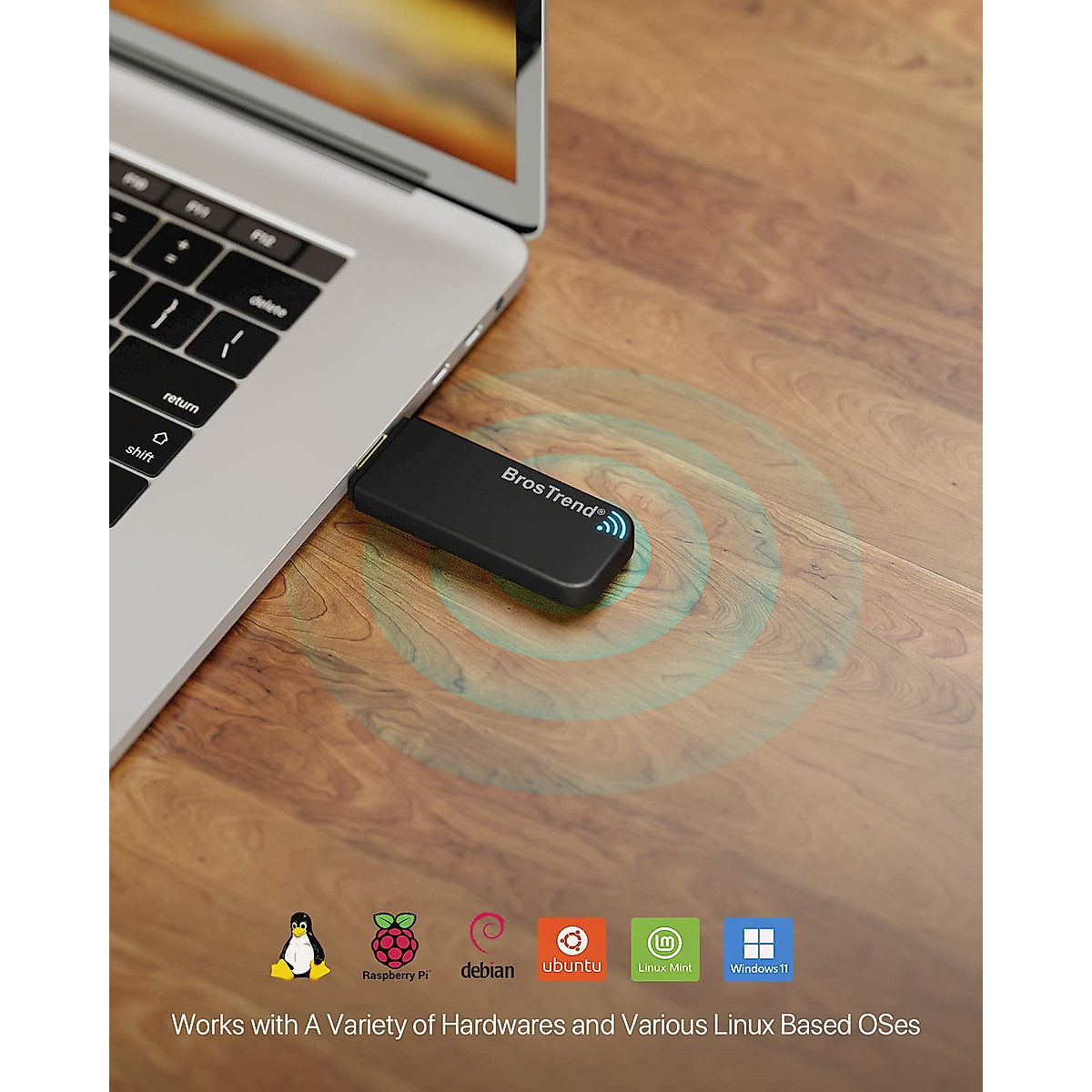 BrosTrend AC1200 WiFi to Ethernet Adapter Wireless Bridge for Printer and 1200Mbps Linux USB WiFi Adapter Dual Band