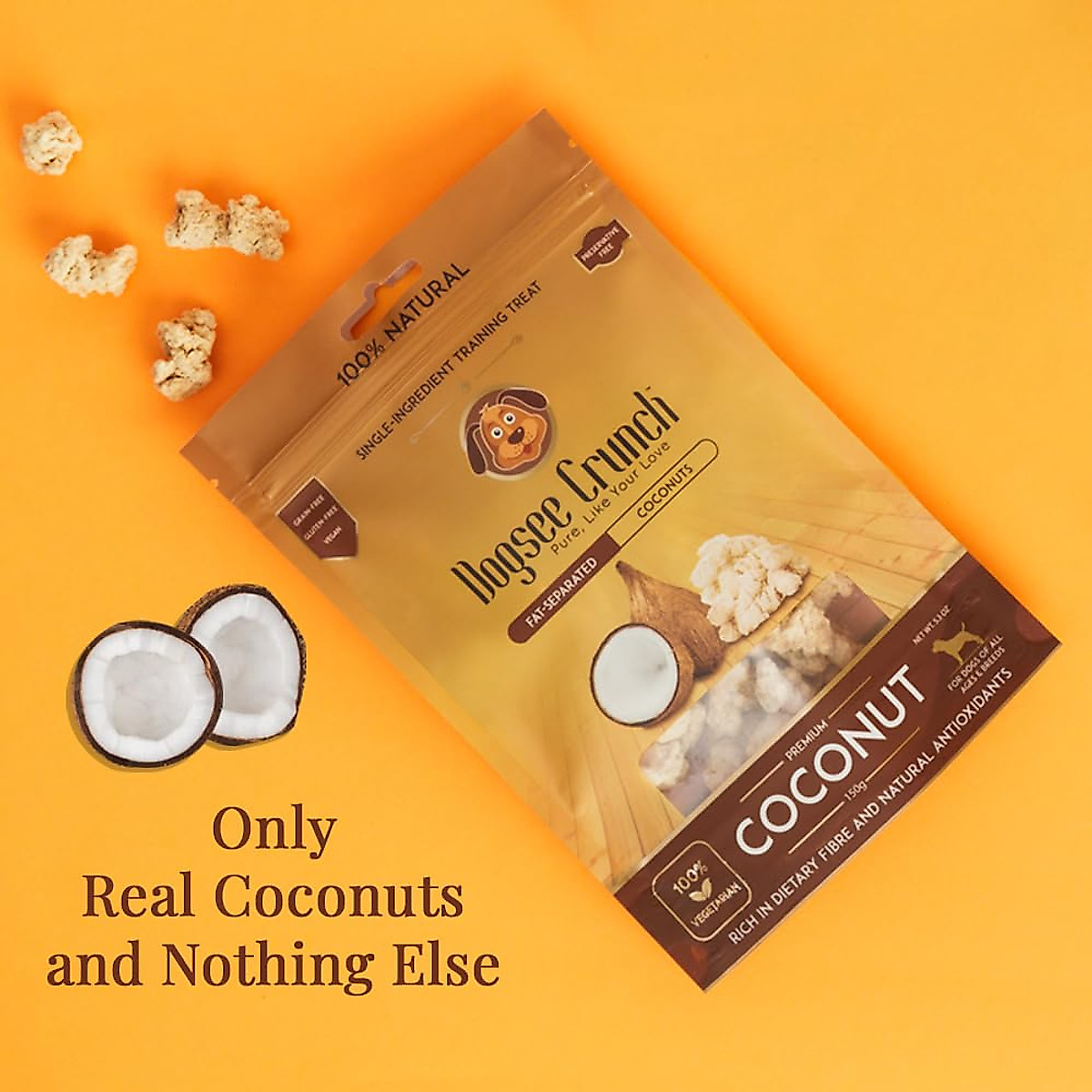 Dogsee Crunch Coconut Training Treats for Dogs 1.76oz/50g | Made from Real Coconuts | for Better Digestive Health | Freeze-Dried Training Treats