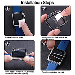 Charlam Compatible with Apple Watch Case 44mm iWatch SE Series 6 5 4 with Screen Protector, Slim Guard Thin Bumper Full Coverage Hard Cover Defense Edge for Women Men, Black White Red, 3 Pack