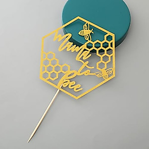 Mama To Bee Cake Topper - Gold Bee Theme Baby Shower Cake Topper, Gender Reveal Party Supplies Pregnancy Announcement