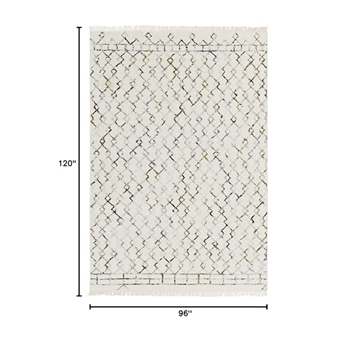Hauteloom Husum Wool Living Room, Bedroom Area Rug - Bohemian, Transitional - Cream, Mustard, Medium Brown - 8' x 10'