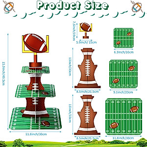Football Theme Party Cupcake Stand Decorations, 3 Tier Party Cupcake Concession Stand Tower Sports Theme Birthday Party Dessert Stand for Kids Football Sports Party Supplies Decor (Football)