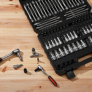 Mayouko 107 Pieces Bit Socket Set, 1/4", 3/8" and 1/2" Drive, Torx/Extra Long Torx/Tamper Proof Torx/Hex/Ball End Hex, SAE/Metric, S2 Steel Bits