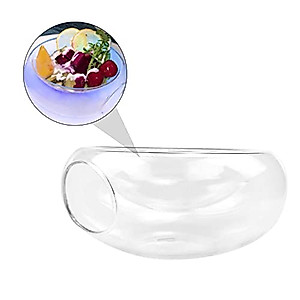 PATKAW Insulated Bowl Cold Dip Bowl 20.5X20.5CM Glass Bowls Iced Up Salad Bowl Chilled Serving Dish with Ice Chamber Iced Dip- On- Ice Serving Bowl Dry Ice Salad Bowl for Hotel, Party Glass Bowls
