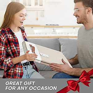 Bagnizer Large Toy Storage Box with Lids, Collapsible Sturdy Baby Storage Organizer Chest Bin Basket for Kids, Boys, Girls, Playroom, Nursery, Bedroom, Closet 25"x13"x16" (Beige and White)