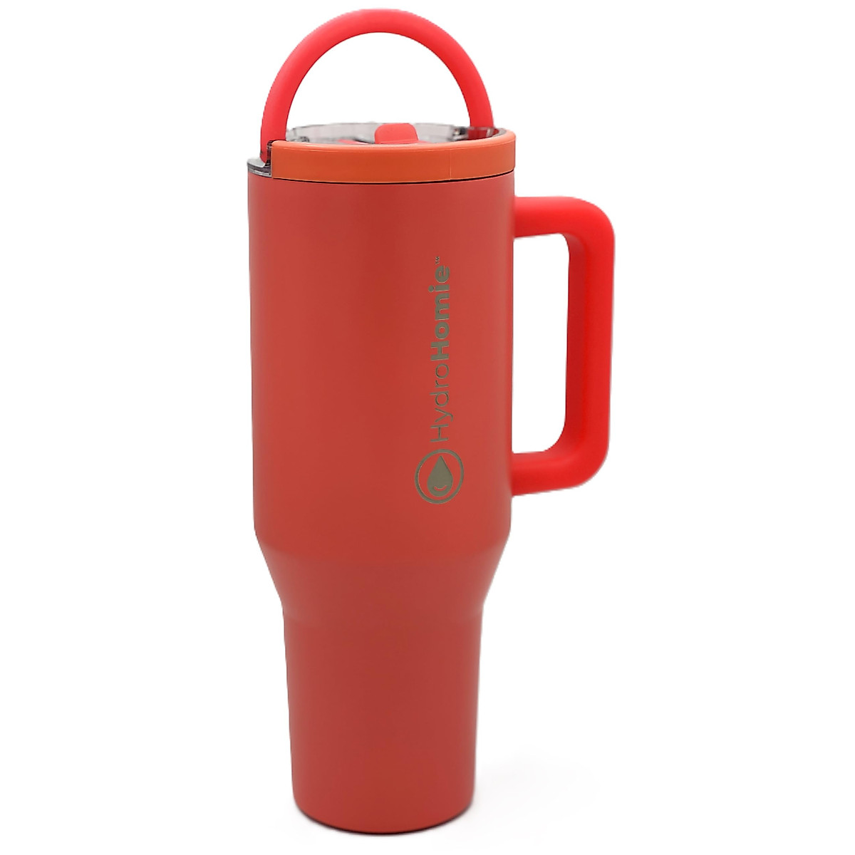 HYDRO HOMIE The Nomad 40oz Tumbler – Flip Straw Lid with Handle and Rubber Base, Travel Car Cup Holder Friendly and 100% Leak Resistant - Courageous Coral