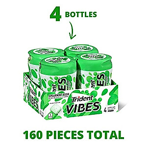 Trident Vibes Spearmint Rush Sugar Free Gum, 4 Bottles of 40 Pieces (160 Total Pieces)