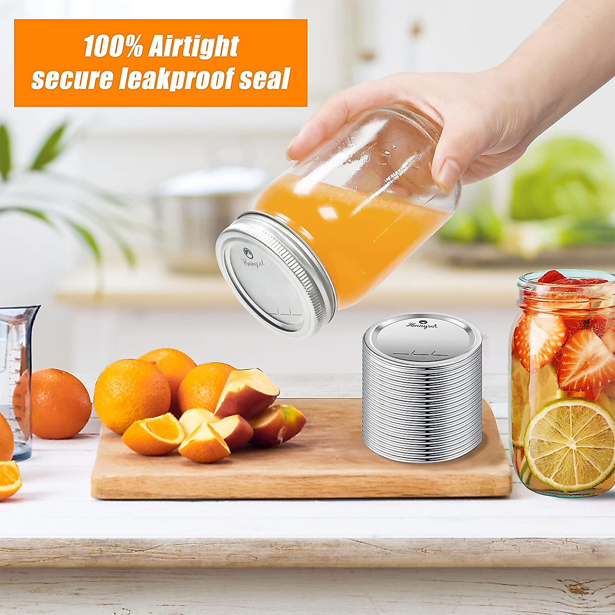 Canning Lids, 120Pcs Thickened Regular Mouth Canning Lids, 2.75in canning lids regular for Ball, Kerr Jars, Leakproof Seal canning jar lids, Rustproof Split Type Mental lids for canning jars regular