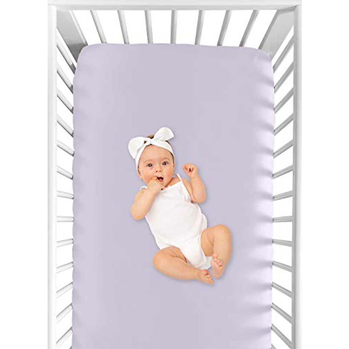 Sweet Jojo Designs Lavender Purple Baby or Toddler Fitted Crib Sheet for Watercolor Floral Collection