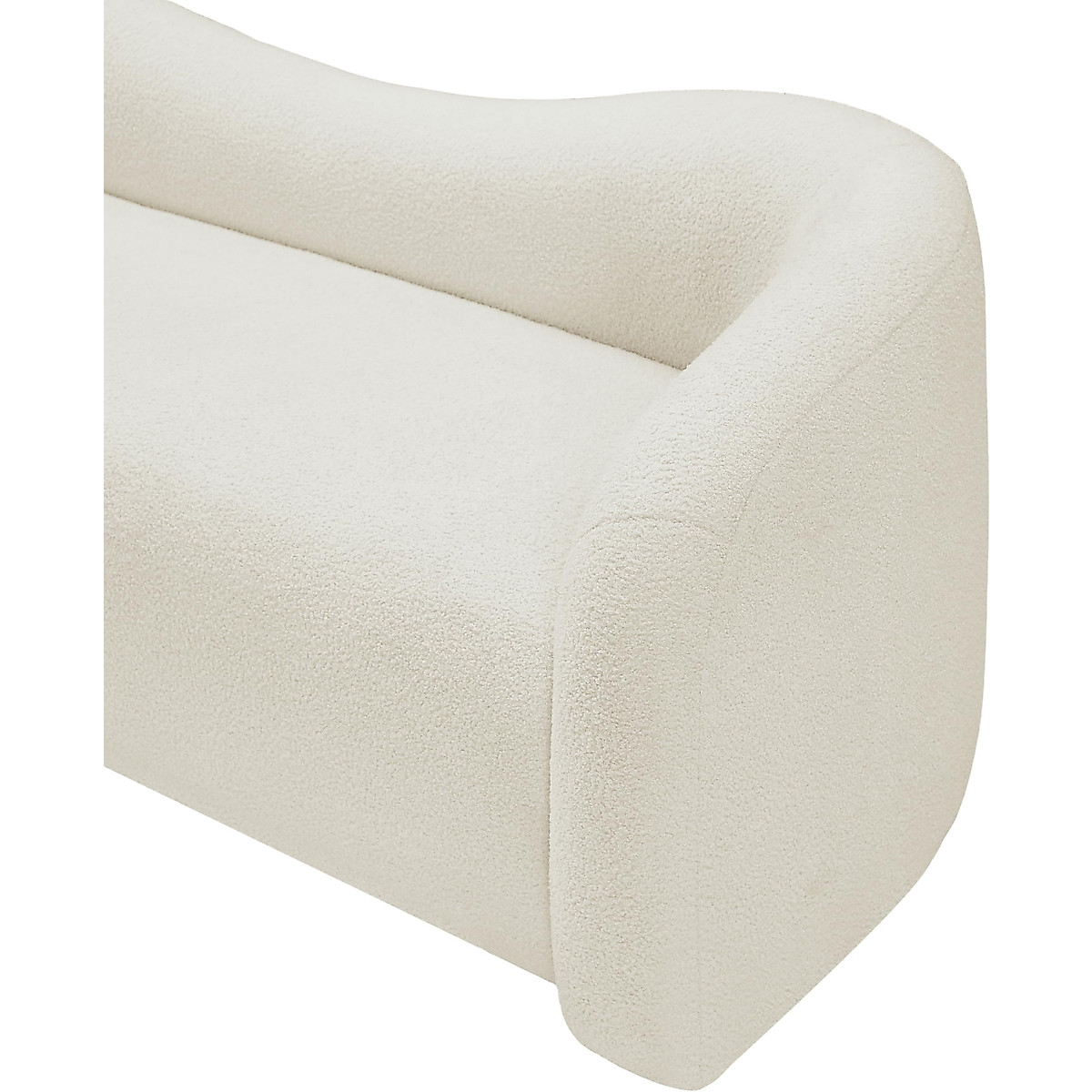 Meridian Furniture 186Cream-L Kali Collection Modern | Contemporary Loveseat with Soft Cream Faux Shearling Teddy Fabric, Curved Back, 62" W x 33" D x 27" H, Cream
