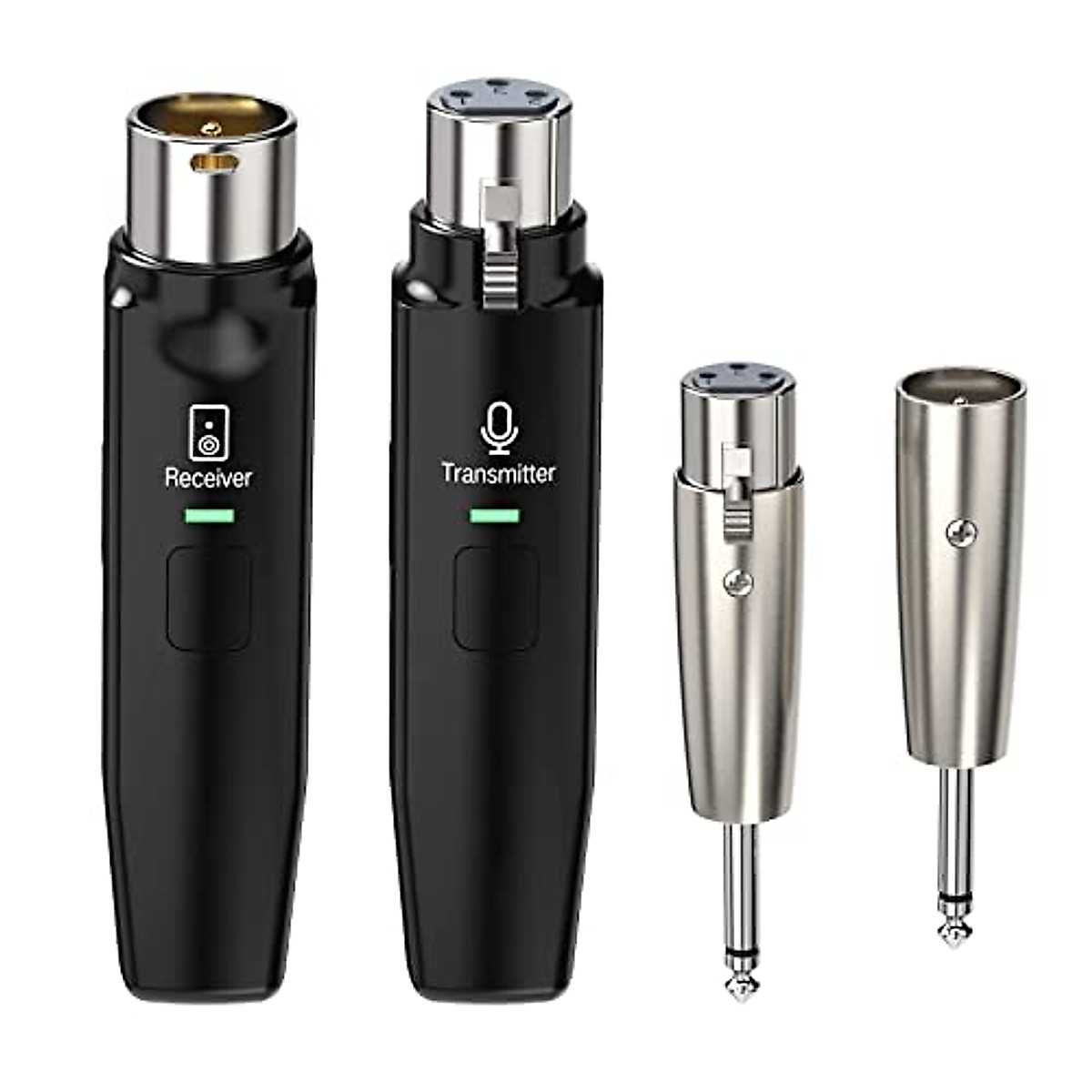 Rybozen Microphone Wireless System,2.4GHz Wireless Mic Adapter,Rechargeable Wireless XLR Transmitter and Receiver Compatible for Dynamic Microphone Audio Mixer, PA System and DSLR Camera, Black