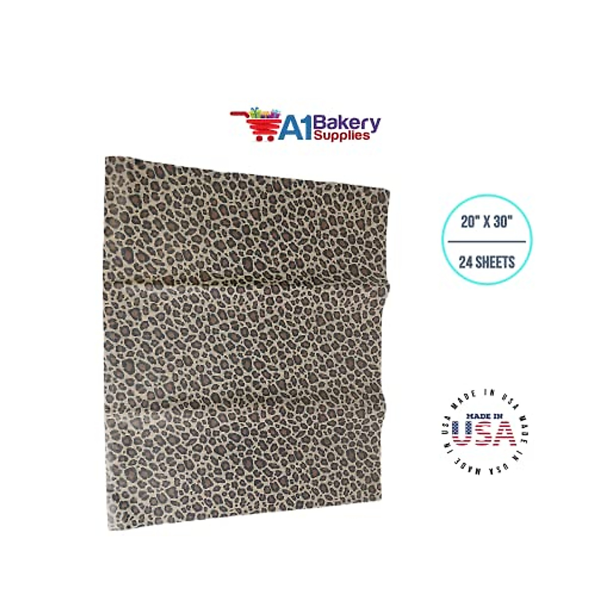 Leopard Tissue Paper 20" x 30" Size 24 Sheets Package HIGH Quality Paper Made in USA