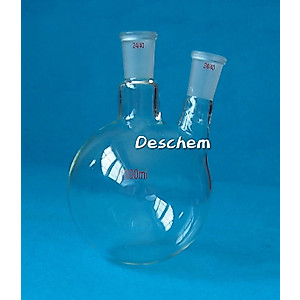 Deschem 1000ml,2-Neck,24/40,Round Bottom Flask,1L,Double Necks,Laboratory Boiling Bottle