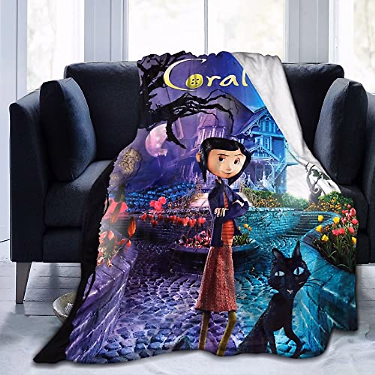 Suping Horror Blanket Ultra-Soft Micro Fleece Blanket Throw All Season Fuzzy Lightweight Throw Blankets for Office Company Home Couch Bed Sofa 50inchX40inch, Black-1