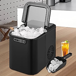 mollie Ice Maker Countertop 9 Ice Cubes Ready in 10 Mins - 26LBS/24Hrs, Self-Cleaning Ice Machine, One-Click Operation Portable Ice Cube Maker w/Ice Scoop for Home Party RV, 2.2L Water Tank, Black