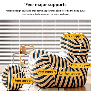 ESRADA Mother's Arms Lazy Sofa Chair,Accent Comfy Arm Chair and Ottoman,No-wash Ice Silk Lazy Chair and Ball Footrest Stool Set,Leisure Sofa Reading Chair green-30 * 28inch