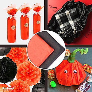 PMLAND Gift Wrapping Tissue Paper - Black and Orange- 20 Inches x 26 Inches 60 Sheets