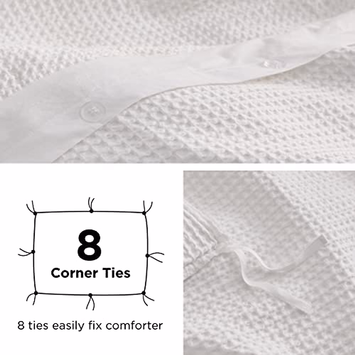 Bedsure Cotton Duvet Cover Twin - 100% Cotton Waffle Weave Coconut White Duvet Cover Twin Size, Soft and Breathable Twin Duvet Cover Set for All Season (Twin, 68"x90")