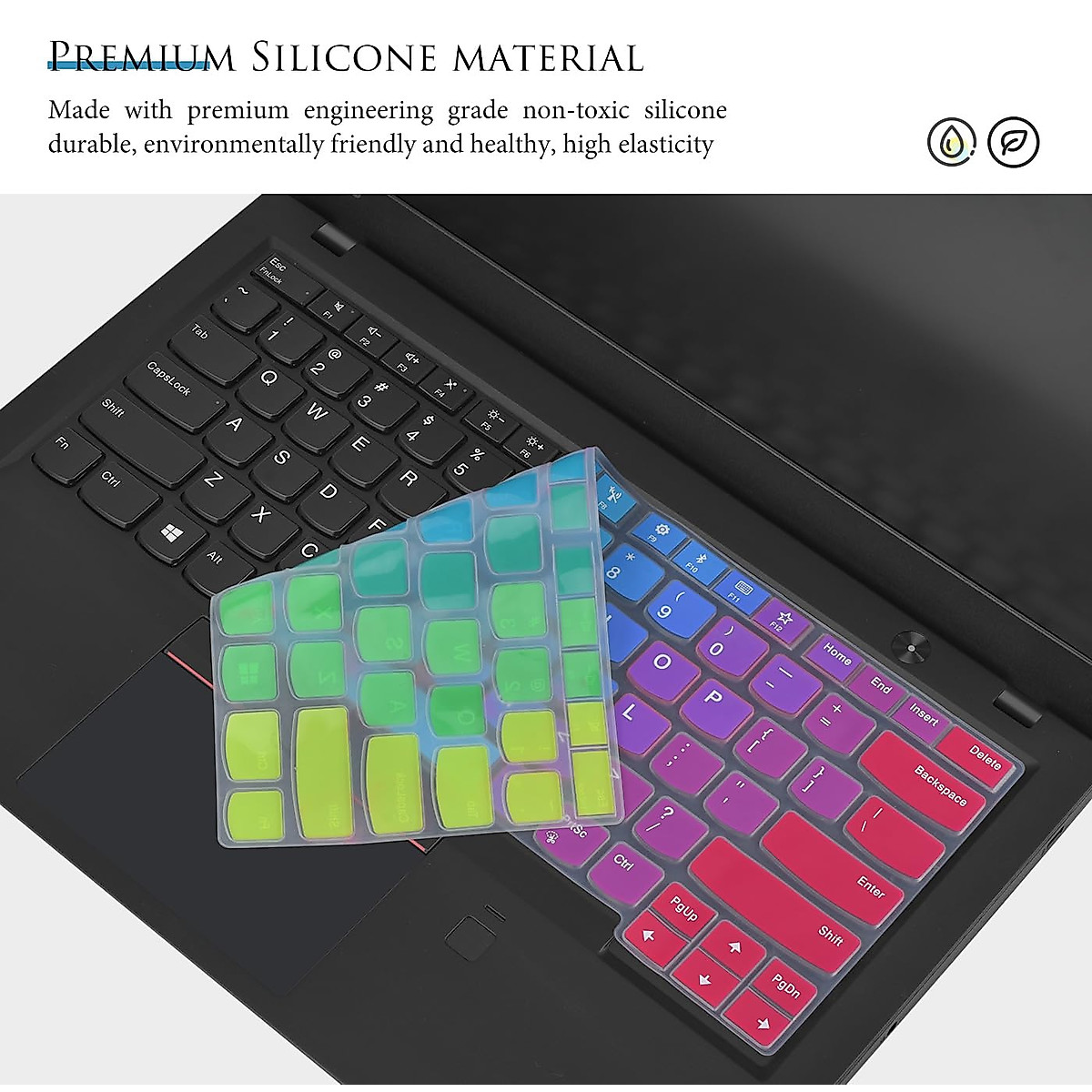 Keyboard Cover for Lenovo Thinkpad X1 Carbon 5th/6th/7th 2019 2018 2017 / ThinkPad X1 Yoga 14" 3 4 5th Gen/Thinkpad A475 L460 L470 T460 T460p T460s T470 T470p T470s T480 T480S Skin, Rainbow